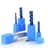 China 1 - 12mm Blue Coated Carbide End Mill 3 Flute Aluminum Cutting Milling Cutter Spiral Router Bit CNC End Mill for sale