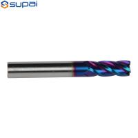 China Naco Blue Coated HRC65 Square End Mill Tungsten Carbide End Mill For High Temperature Titanium Alloy for sale