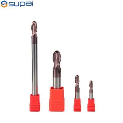 China Round Spherical Ball Nose End Mill Long Tungsten Solid Carbide 2/4 Flute for sale