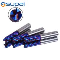 China Hardest 65 HRC Naco blue coated standard 4 flute end mill blue for steel carbide end mills for sale