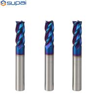 China Blue NaNo Coating 65HRC Carbide End Mill for sale