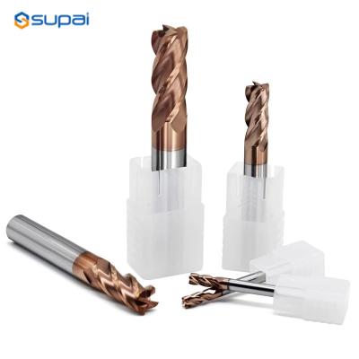China Tungsten Carbide Corner Radius 55HRC 4 Flutes End Mills AlTiSiN Coating for sale