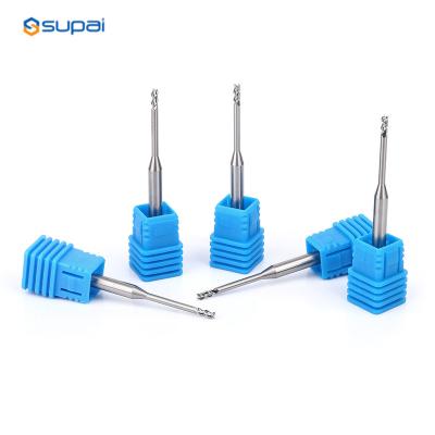 China 2 Flutes Micro Tungsten Carbide End Mill Long Neck Ball Nose For Milling Tiny Deep Hole for sale