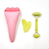 China Waterproof Cooling Face Roller Natural Jade Roller Guasha Stone Set for Skin Rejuvenation for sale