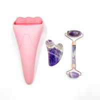 China Waterproof Cooling Face Roller Natural Jade Roller Guasha Stone Set for Skin Rejuvenation for sale