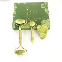 China Custom Magnetic Box Packaging Skin GuaSha Naturel Massage Jade Roller for Face Neck Body for sale