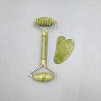 China Real Stone Jade Roller and Gua Sha Set Portable Beauty Products for Face Rejuvenation for sale
