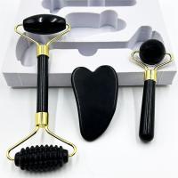China Neck/Throat Target Area 100% Natural Rose Quartz Jade Roller Gunsha Serum Oil Set for sale