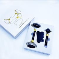 China Neck/Throat Target Area 100% Natural Rose Quartz Jade Roller Gunsha Serum Oil Set for sale
