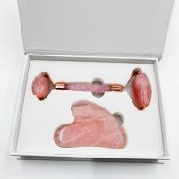China Natural Jade Facial Massage Roller Stone Private Label Gua Sha Set for Face Scrapping for sale