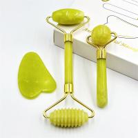 China Xiuyan Stone Jade Roller Face Massage Roller Jade Guasha Stone Set for Anti-Puffiness for sale