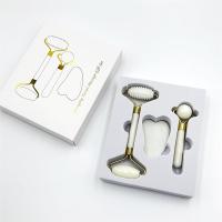 China Xiuyan Stone Jade Roller Face Massage Roller Jade Guasha Stone Set for Anti-Puffiness for sale