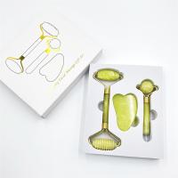China Home Jade Roller with Natural Xiuyan Stone Beauty Green Facial Ice Roller and Custom Box for sale