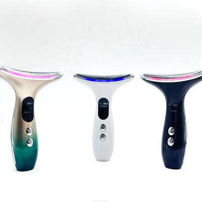 China EMS Electrical Muscle Stimulation Neck Face Beauty Device LED Photon Therapy Massager for sale