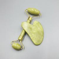 China Beauty Care Home Wooden Handle Jade Roller Rose Quartz Facial Jade Massage Roller for sale