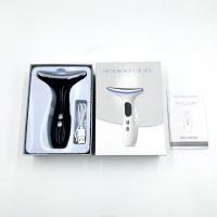 China OEM ODM Neck Face Beauty Device with 3 Colors LED Photon Therapy and EMS Heated Vibration for sale