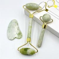 China Natural Xiuyan Jade Roller and Gua Sha Durable Face Healthcare Massage Roller Waterproof for sale