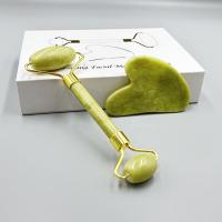 China Private Label Skin Scrapping Jade Roller and Gua Sha Set with 100% Natural Jade Stone for sale