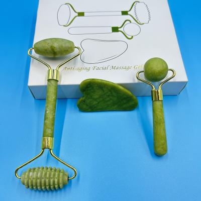 China Face Healthcare Massage Roller Jade Roller Gua Sha Set for Home Beauty Care for sale