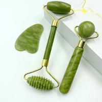 China Anti Aging Facial Massage And Gua Sha Set With Jade Stone And Portable Neck Massager for sale