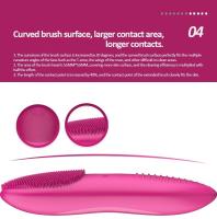 China Face Target Area Pink Black Silicone Facial Cleansing Brush with Parallel Massage Lines for sale
