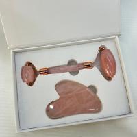 China Waterproof Jade Roller Gua Sha Set 100% Natural Pink Facial Care with Double Head for sale
