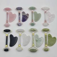 China Waterproof Jade Roller Gua Sha Set 100% Natural Pink Facial Care with Double Head for sale