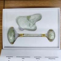 China Jade Roller Gua Sha Set 100% Natural Waterproof Double Head Skin Facial Care with Bag for sale