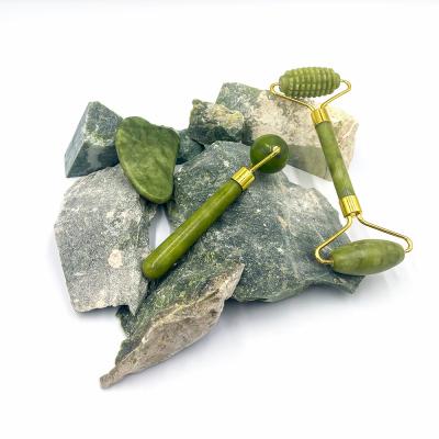 China 2024 Double Head Xiuyan Stone Jade Roller and Gua Sha Set for Skin Care Waterproof Yes for sale