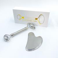 China Custom Logo Gua Sha Stone Stainless Steel Facial Massager for Neck and Face For Home for sale