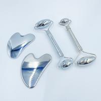 China Face Healthcare Massage Roller 304 Stainless Steel Gua Sha Board Scraping Custom Logo for sale
