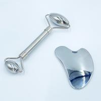 China Face Healthcare Massage Roller 304 Stainless Steel Gua Sha Board Scraping Custom Logo for sale