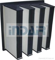 China Large Air Flow Terminal HEPA Filter Mini Pleat Design V Type With Plastic Frame for sale