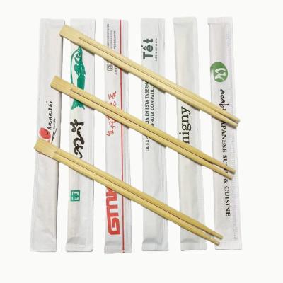 China Custom Logo Disposable Bamboo Chopsticks with Full Paper Sleeve in 18cm 21cm 23cm Lengths for sale