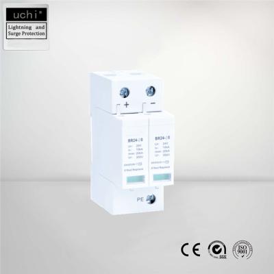 China 24V DC Surge Protection Device Imax 20KA 35mm Din Rail 2 Poles for sale