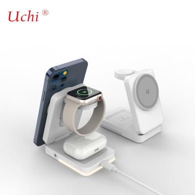 China Private Mold G12 Foldable Multi-Functional Fast Charging Three-In-One Wireless Charger For Smartphones Watches Headphones for sale