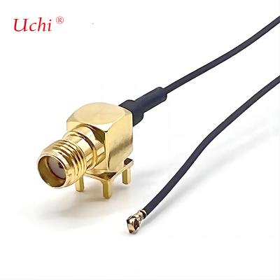 China S-MA Female Jack Extension Right Angle Coaxial PCB Mount To UFL UFL Connector 1.13 Pigtail Cable for sale