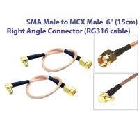 China Low Loss Cable SMA-Male To MCX Male Right Angle 6 Inches 15cm Connector RF RG316 Coaxial Antenna Pigtail for sale