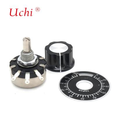 China WX110 Single-turn Wound Precision Rotary Potentiometer Knob 470 Ω 1K 2K 10K 22K for sale