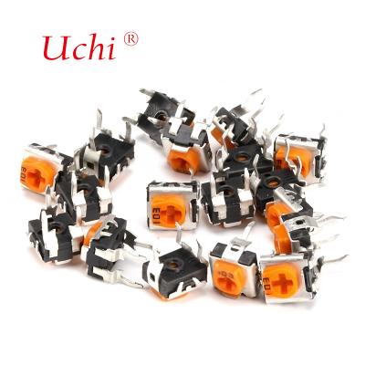 China RM063 Yellow Single-turn Carbon Film Trimmer Potentiometer 1m Adjustable Resistor for sale