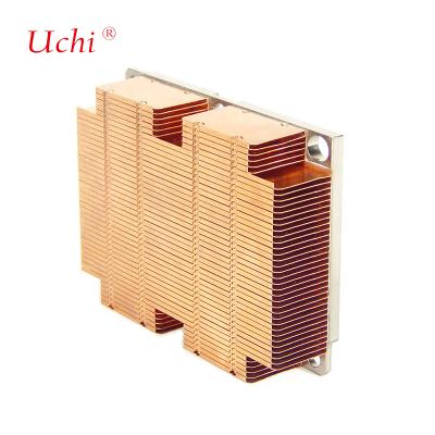 China High-Density Stacked Al-Cu Fin Heat Pipe Server Heat Sink for sale