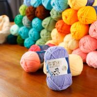 China hand knitting fancy space dyed crochet 50g Colorful Soft 5 ply milk cotton yarn for sale
