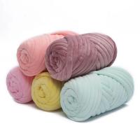 China Wholesale Price Super Soft Velvet Chunky Tube Yarn 7 Jumbo Giant Tube Yarn, Arm Knitting Chunky Yarn for sale