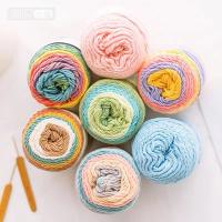 China New Arrival Cheap Price 100g/roll Fancy Cake Yarn Knitting Crochet Acrylic Cotton Wool Blended Ombre Color Rainbow Cake Yarn for sale