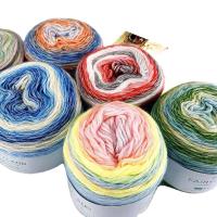 China Fancy Cake Yarn Long Hair Gradient Rainbow Color  5 ply 100g  Cotton Blend Cake Wool Yarn for sale