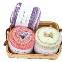 China Fancy Cake Yarn Long Hair Gradient Rainbow Color  5 ply 100g  Cotton Blend Cake Wool Yarn for sale