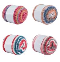 China Fancy Cake Yarn Long Hair Gradient Rainbow Color  5 ply 100g  Cotton Blend Cake Wool Yarn for sale