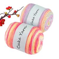 China Fancy Cake Yarn Long Hair Gradient Rainbow Color  5 ply 100g  Cotton Blend Cake Wool Yarn for sale