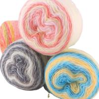 China Fancy Cake Yarn Long Hair Gradient Rainbow Color  5 ply 100g  Cotton Blend Cake Wool Yarn for sale