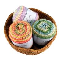 China New arrival cheap price 100g/roll acrylic cotton wool blended gradient rainbow cake yarn for hand knitting scarf and hat for sale